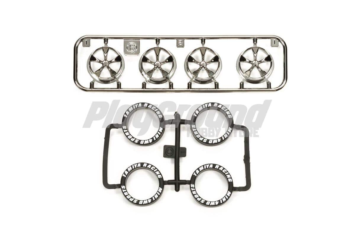 Tamiya 95330 Lo-Pro Tire/Wheel Set Black Plated (5-Spoke) - The ...